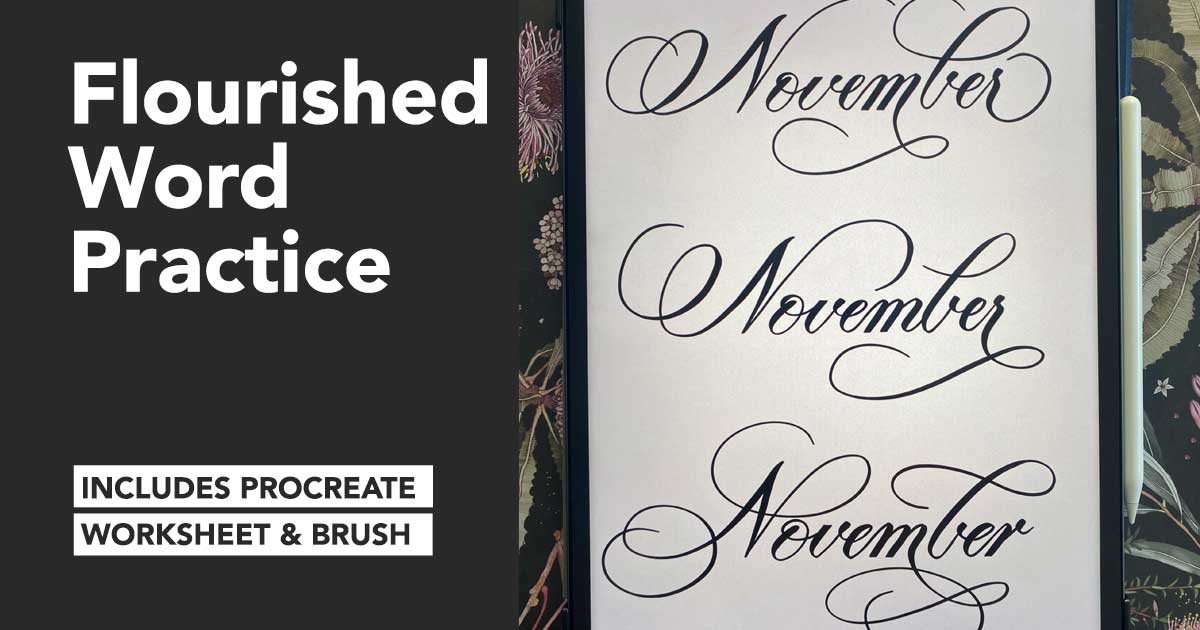 Free November Worksheet for Procreate - iPad Calligraphy